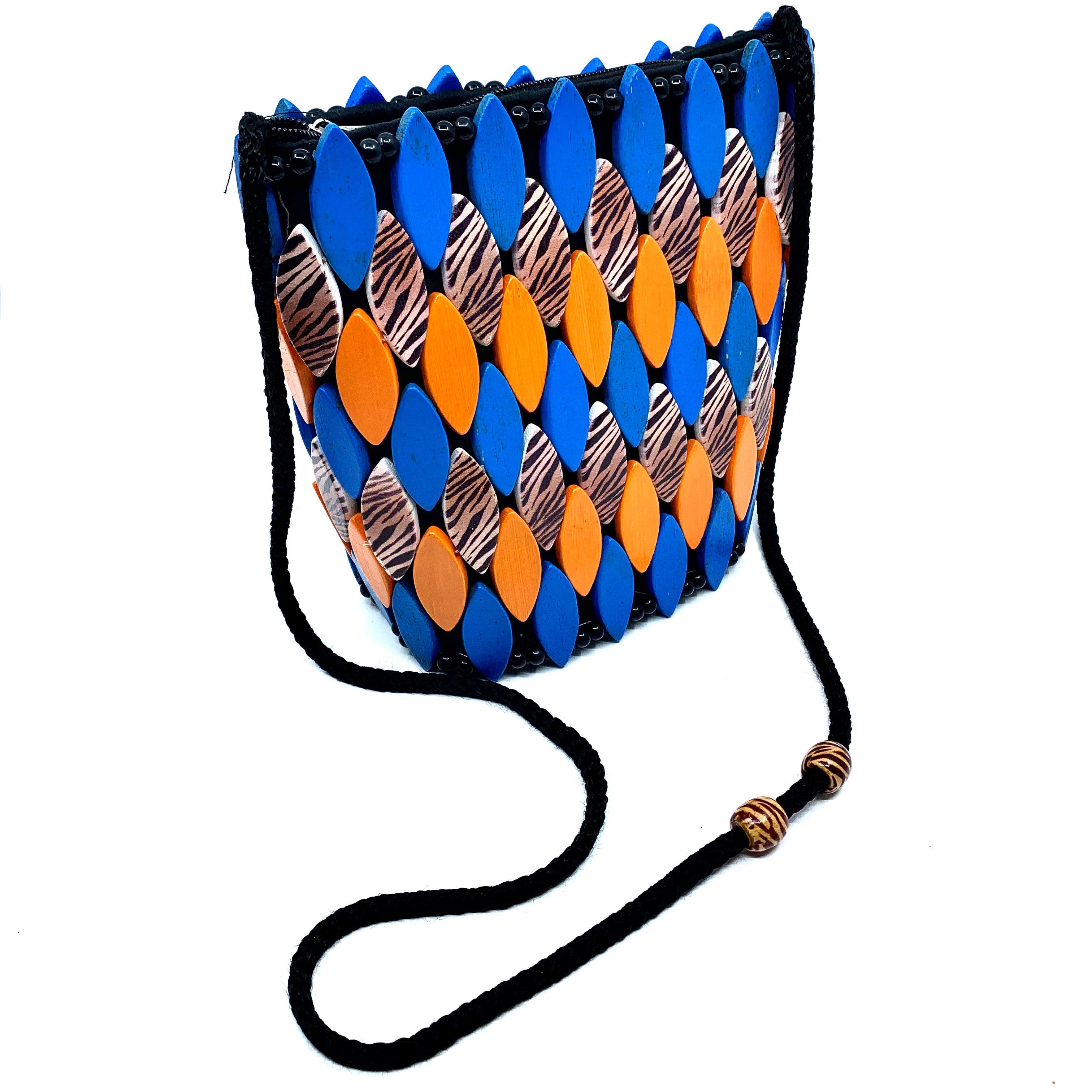 Rasasi Wooden Bag-Blue | Shirom Arts&Crafts